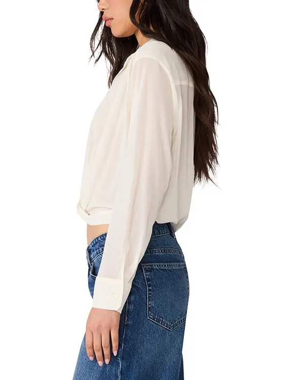 Steve Madden Twisted Hem Button Front Top - Cream