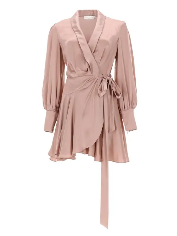 Zimmermann Silk Wrap Mini Dress - Pink