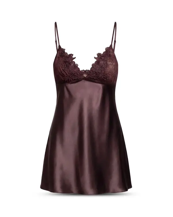 IN BLOOM BY JONQUIL Satin Lace Cup Chemise - Chocolate
