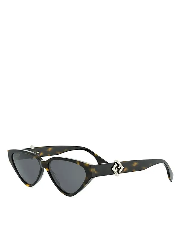Fendi Ff Diamonds Cat Eye Sunglasses, 57mm - Dark Havana/smoke