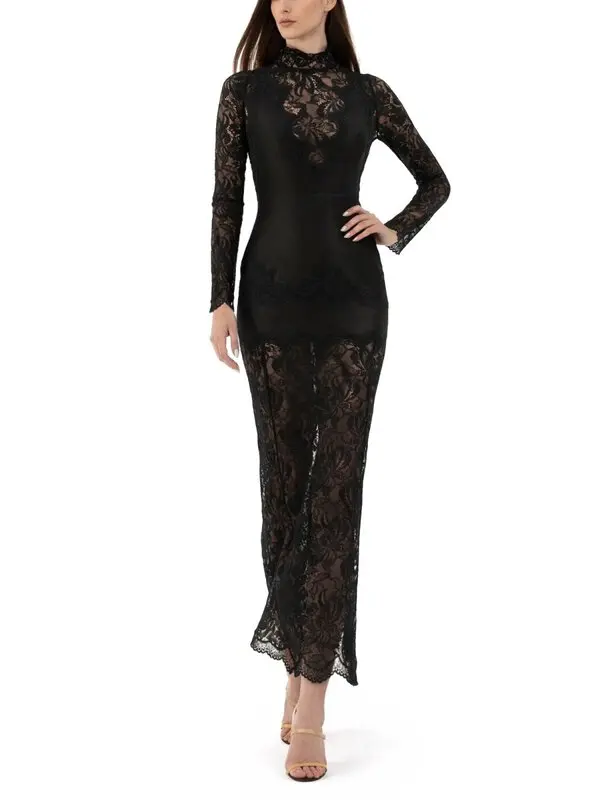 Rabanne Lace And Jersey Long Dress