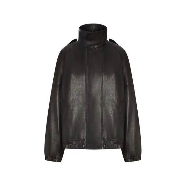 Saint Laurent Leather High Neck Jacket