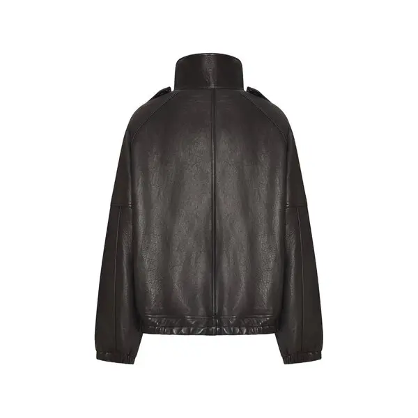 Saint Laurent Leather High Neck Jacket