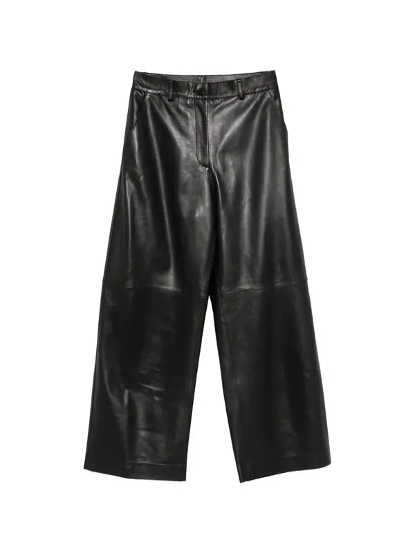 PAROSH Wide Leg Leather Trousers