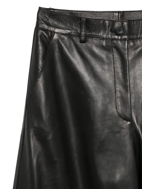 PAROSH Wide Leg Leather Trousers
