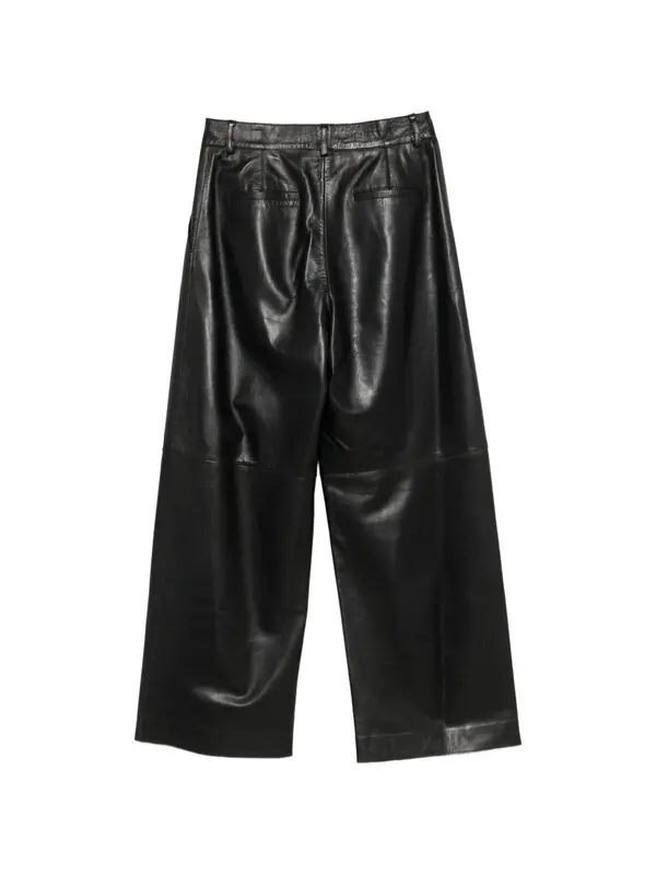 PAROSH Wide Leg Leather Trousers