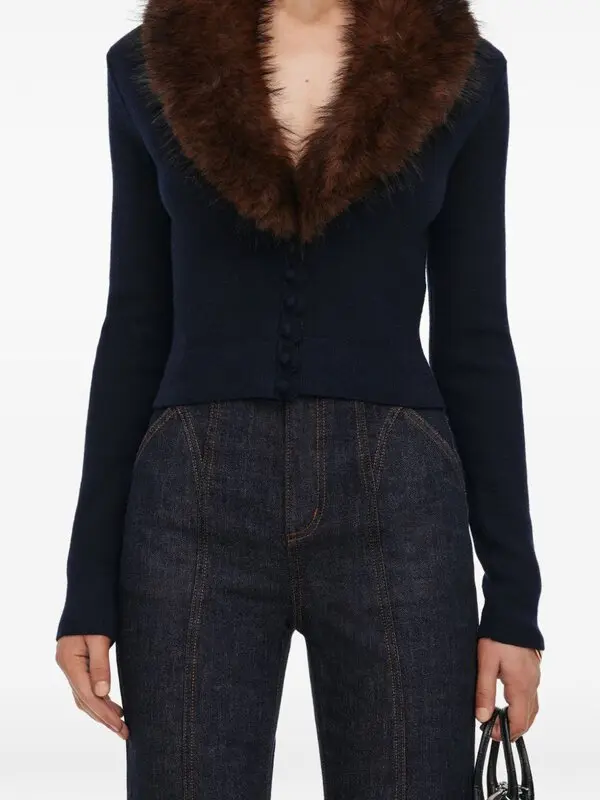 SELF-PORTRAIT Faux Fur Trimmed Cardigan
