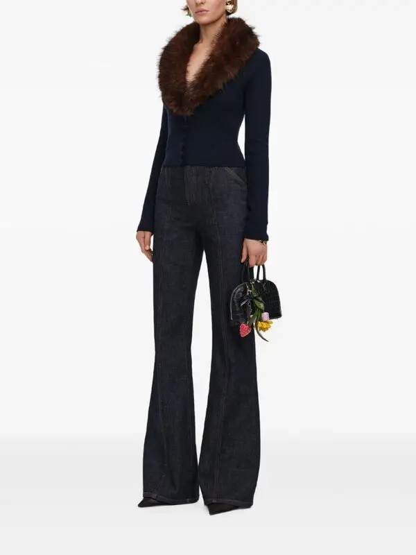 SELF-PORTRAIT Faux Fur Trimmed Cardigan