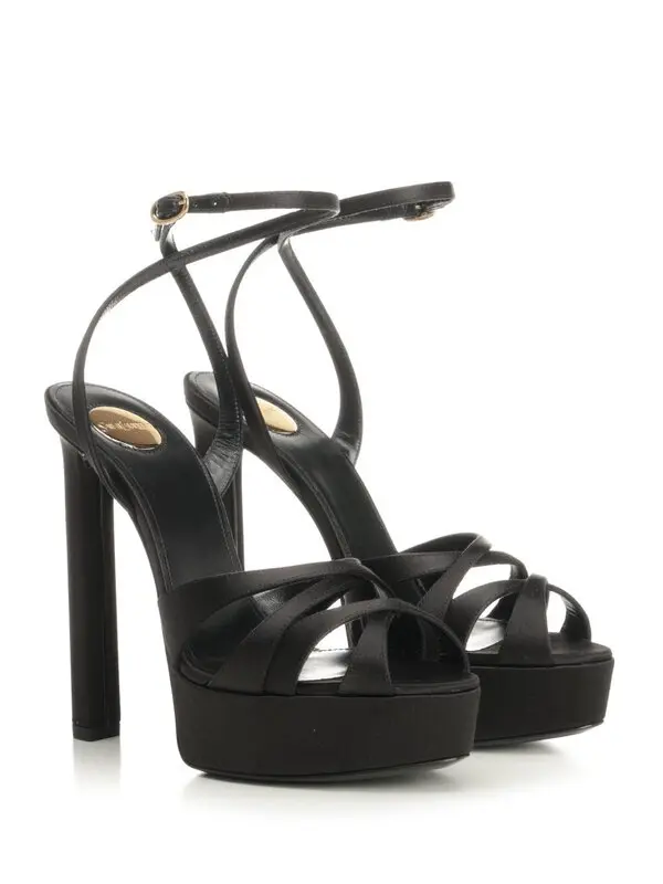 Saint Laurent Satin Crepe Chandelle Platform Sandals
