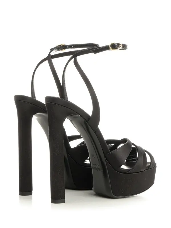 Saint Laurent Satin Crepe Chandelle Platform Sandals