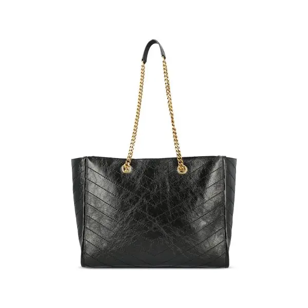 Saint Laurent Calfskin Chevron Quilted Tote Bag