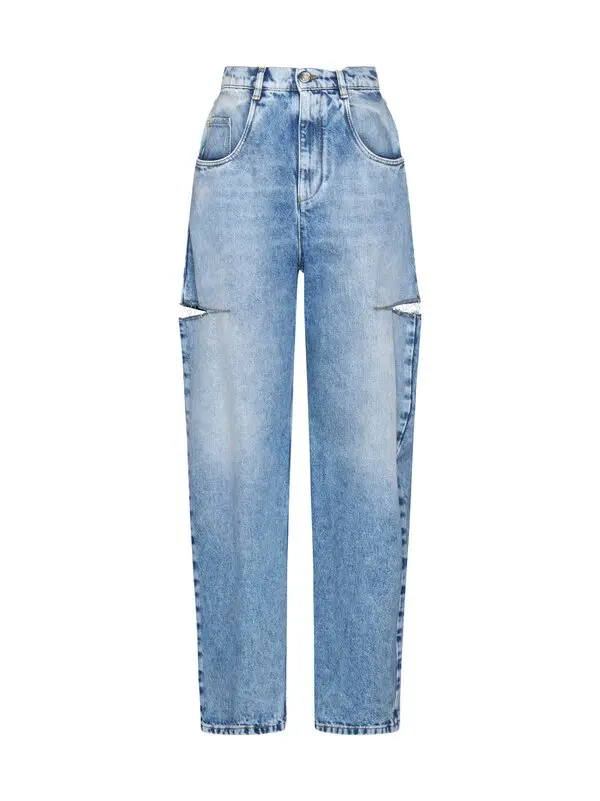MAISON MARGIELA High-waisted Wide-leg Cut-out Jeans - Multicolor
