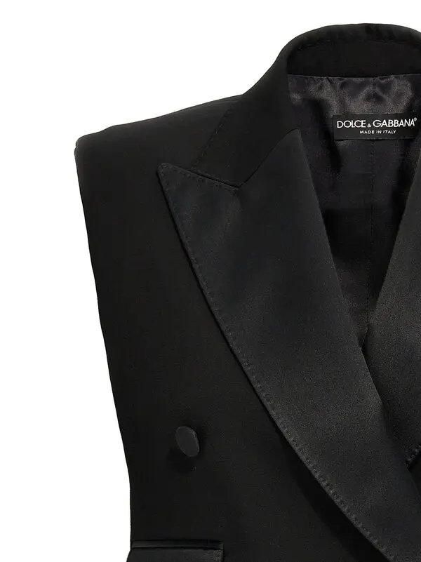 Dolce & Gabbana Wool Gabardine Tuxedo Gilet