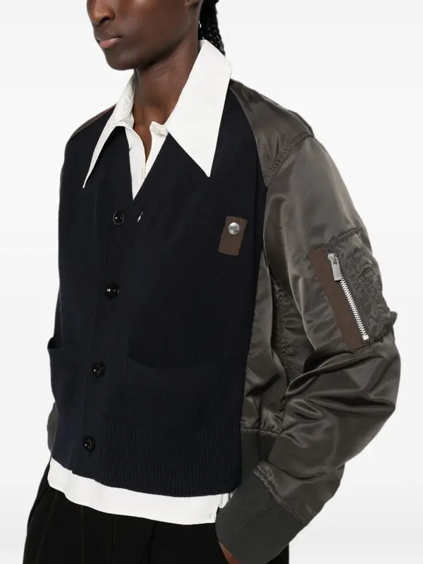 Sacai Cotton And Nylon Cardigan