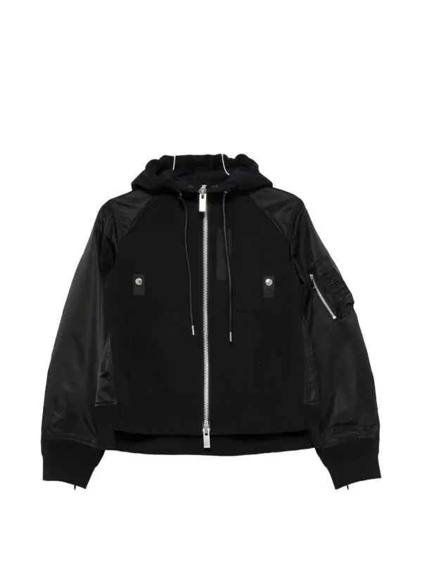 Sacai Cotton Blend Paneled Hoodie - Black