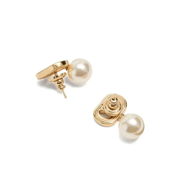 Valentino Garavani Vlogo Signature Earrings In -tone Metal With Swarovski Pearls