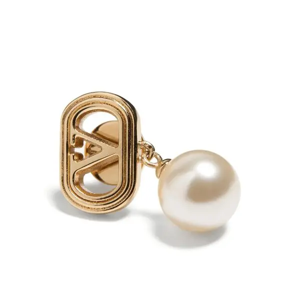 Valentino Garavani Vlogo Signature Earrings In -tone Metal With Swarovski Pearls