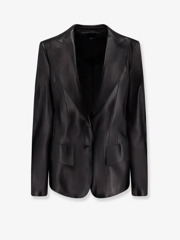 TOM FORD Leather Peak Lapel Blazer