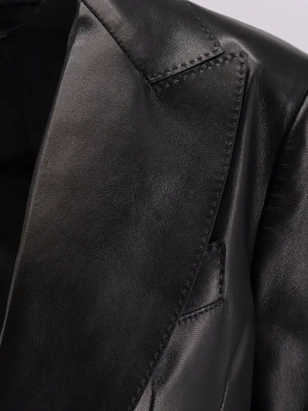 TOM FORD Leather Peak Lapel Blazer