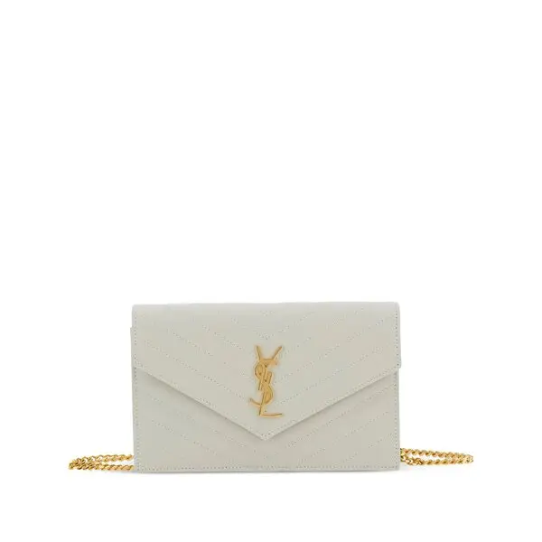 Saint Laurent Grained Calf Leather Chevron Shoulder Bag