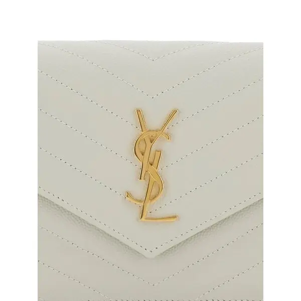 Saint Laurent Grained Calf Leather Chevron Shoulder Bag