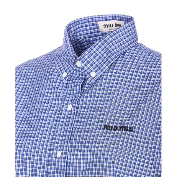 Miu Miu Check Print Logo Shirt