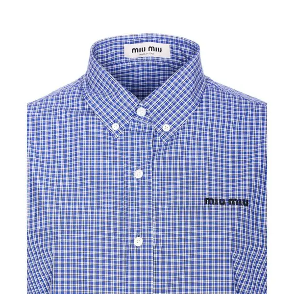 Miu Miu Check Print Logo Shirt