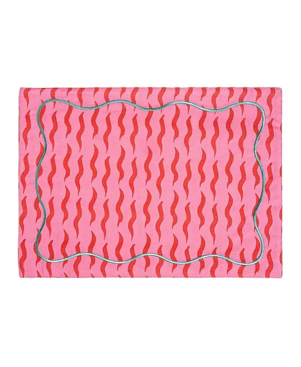 ZSA ZSA ZSU Nilufer Digital Printed Embroidered 100% Cotton Placemat, 14 X 20
