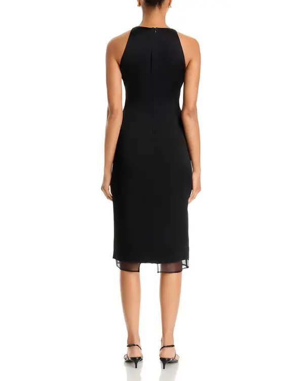 RÓHE Round Neck Sleeveless Drape Detail Dress