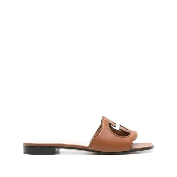 Gucci Smooth Leather Interlocking G Cut-out Sandals