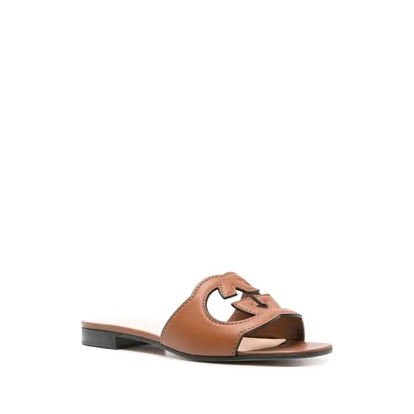 Gucci Smooth Leather Interlocking G Cut-out Sandals