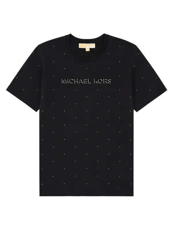 Michael Kors Logo And Rhinestone Embellished T-shirt