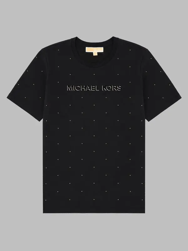 Michael Kors Logo And Rhinestone Embellished T-shirt
