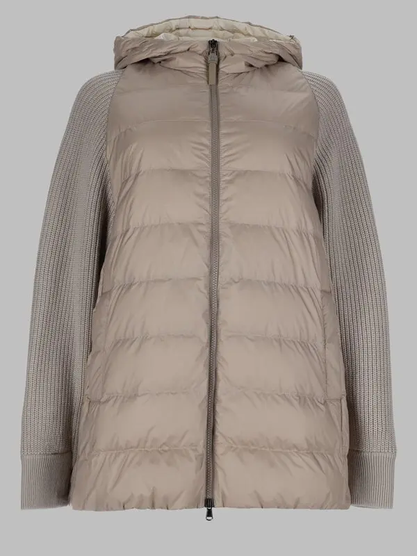 Brunello Cucinelli Nylon Puffer Jacket With Knit Sleeves