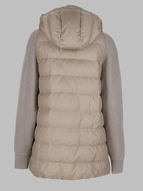Brunello Cucinelli Nylon Puffer Jacket With Knit Sleeves