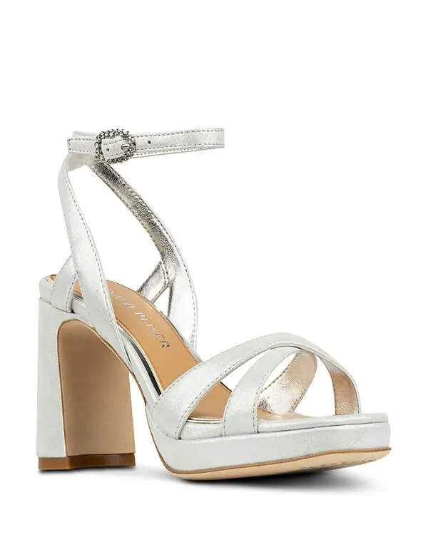 DONALD PLINER Ankle Strap Leather Suede Platform Sandals