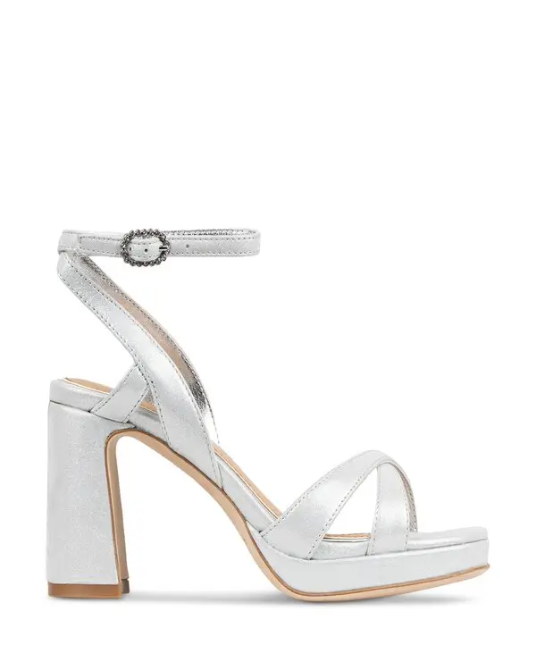 DONALD PLINER Ankle Strap Leather Suede Platform Sandals