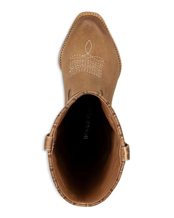 DONALD PLINER Leather Suede Western Boots - Saddle