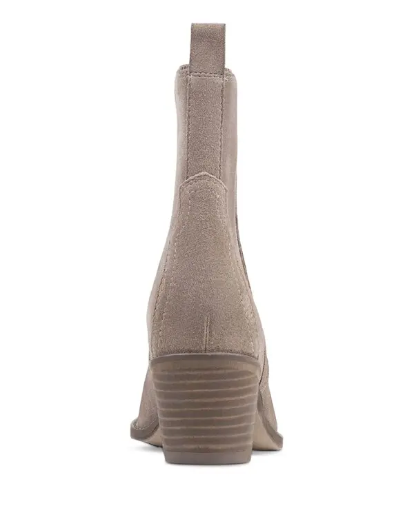 DONALD PLINER Leather Suede Western Chelsea Boots - Taupe