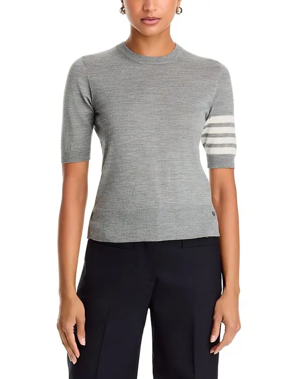 Thom Browne Wool-blend Stripe Sleeve Tee
