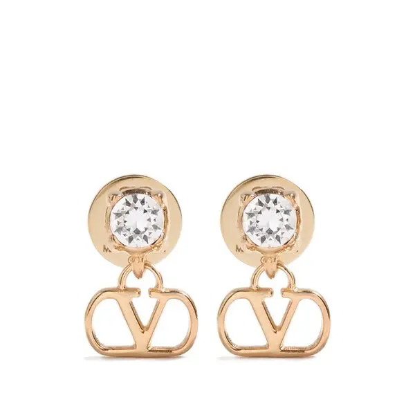Valentino Garavani Vlogo Signature Crystal Stud Earrings - Gold