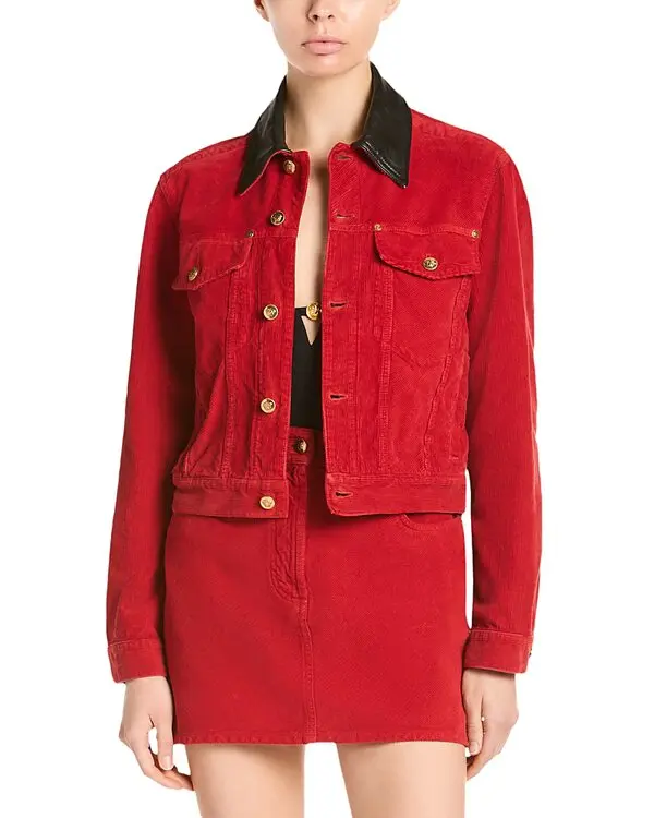 Versace Cotton Velvet Leather Collar Jacket