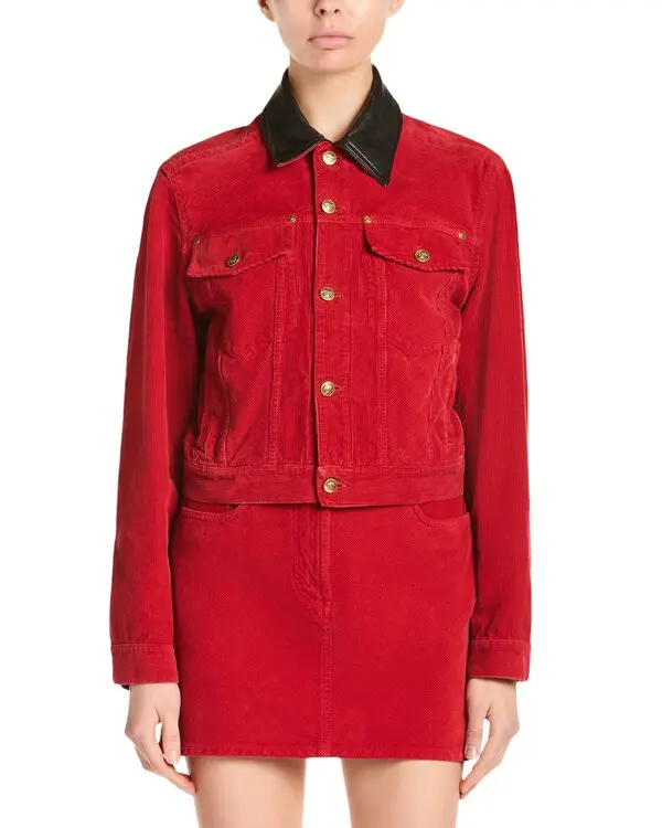 Versace Cotton Velvet Leather Collar Jacket