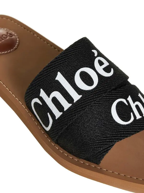 Chloé Woody Linen Flat Sandals