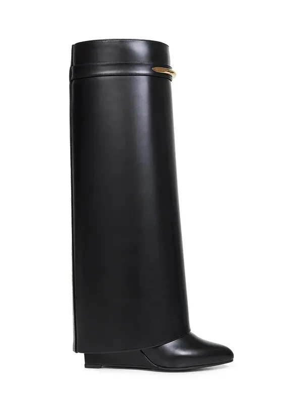 Givenchy Black Leather Shark Pinch Knee-high Boots