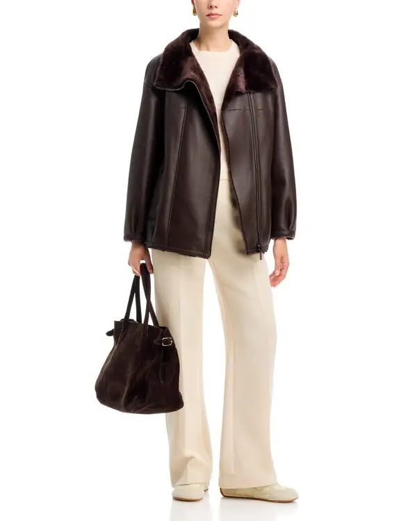 Herno Classic Shearling Zip Front Jacket
