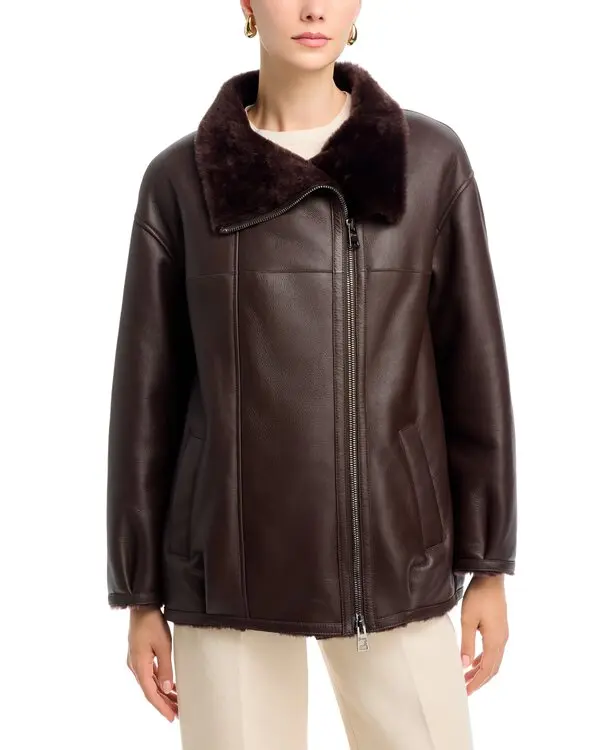 Herno Classic Shearling Zip Front Jacket