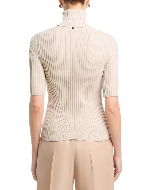 Herno Turtleneck Short Sleeve Rib Knit Wool Sweater