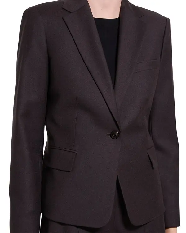 Theory One Button Slim Fit Wool Jacket - Cacao