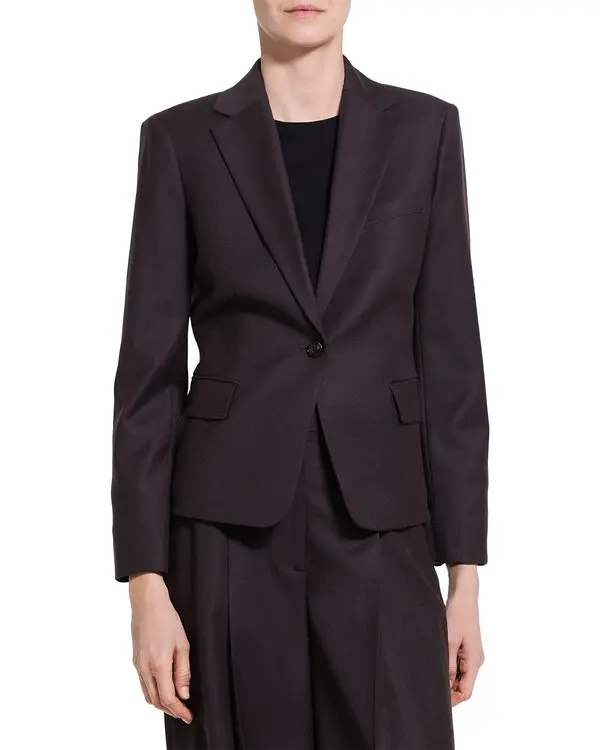 Theory One Button Slim Fit Wool Jacket - Cacao